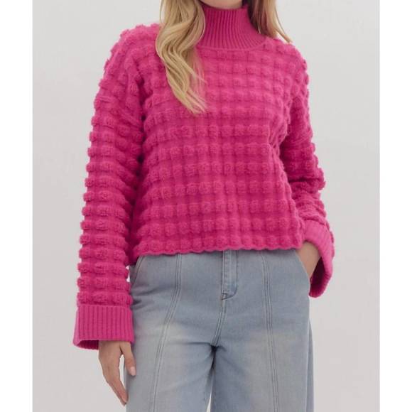 entro | Sweaters | New Entro Bubble Sweater In Hot Pink | Poshmark
